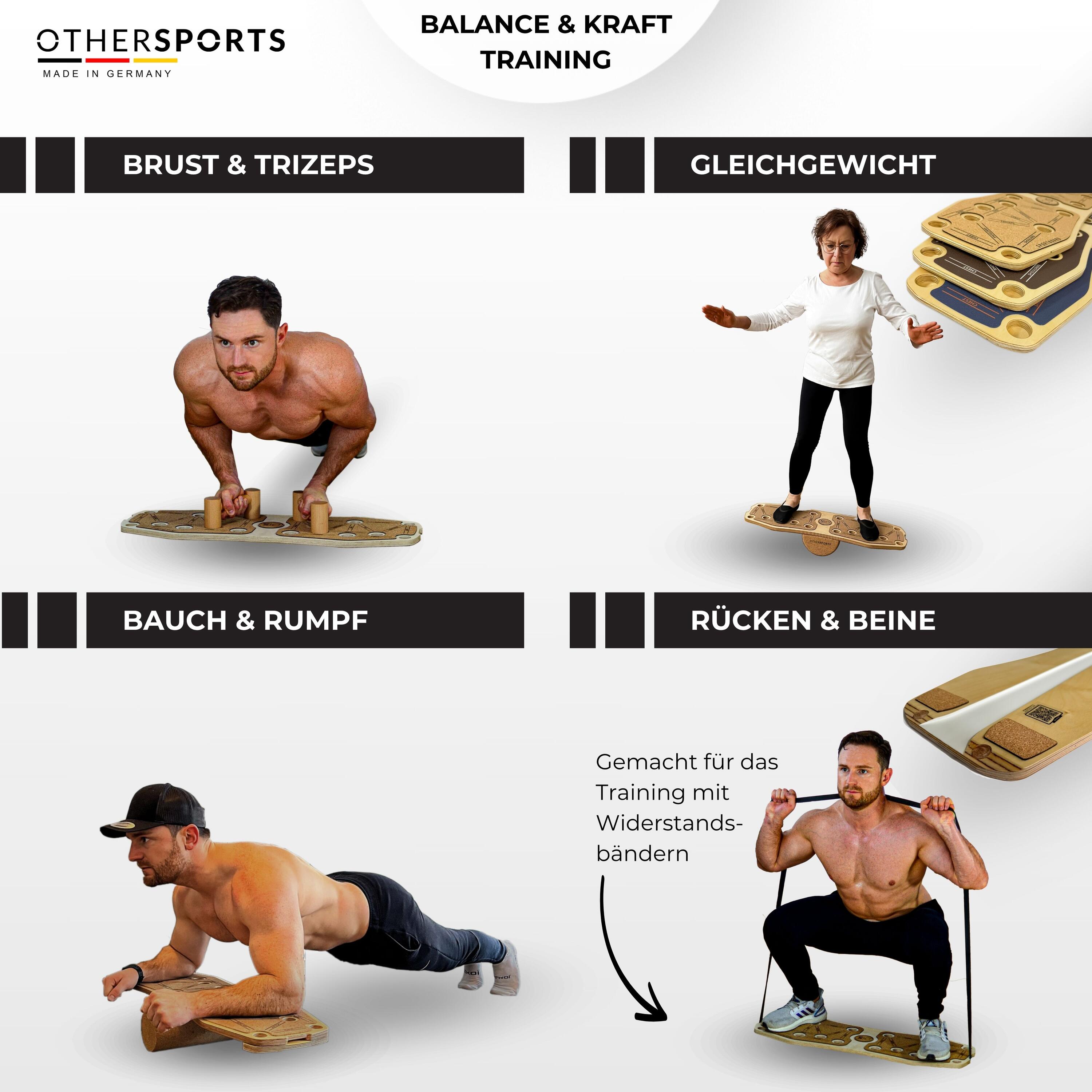 Sportboard Balance Board und Fitness Bar Bundle mit Fitnessbändern ...