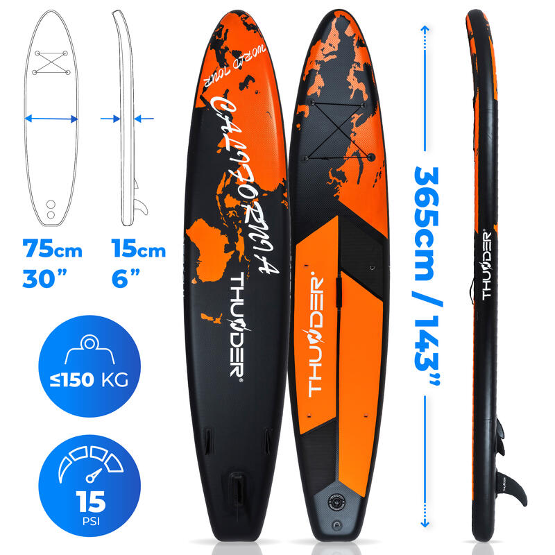 Nafukovací paddleboard SUP EARTH 12' 365 cm THUNDER - Decathlon