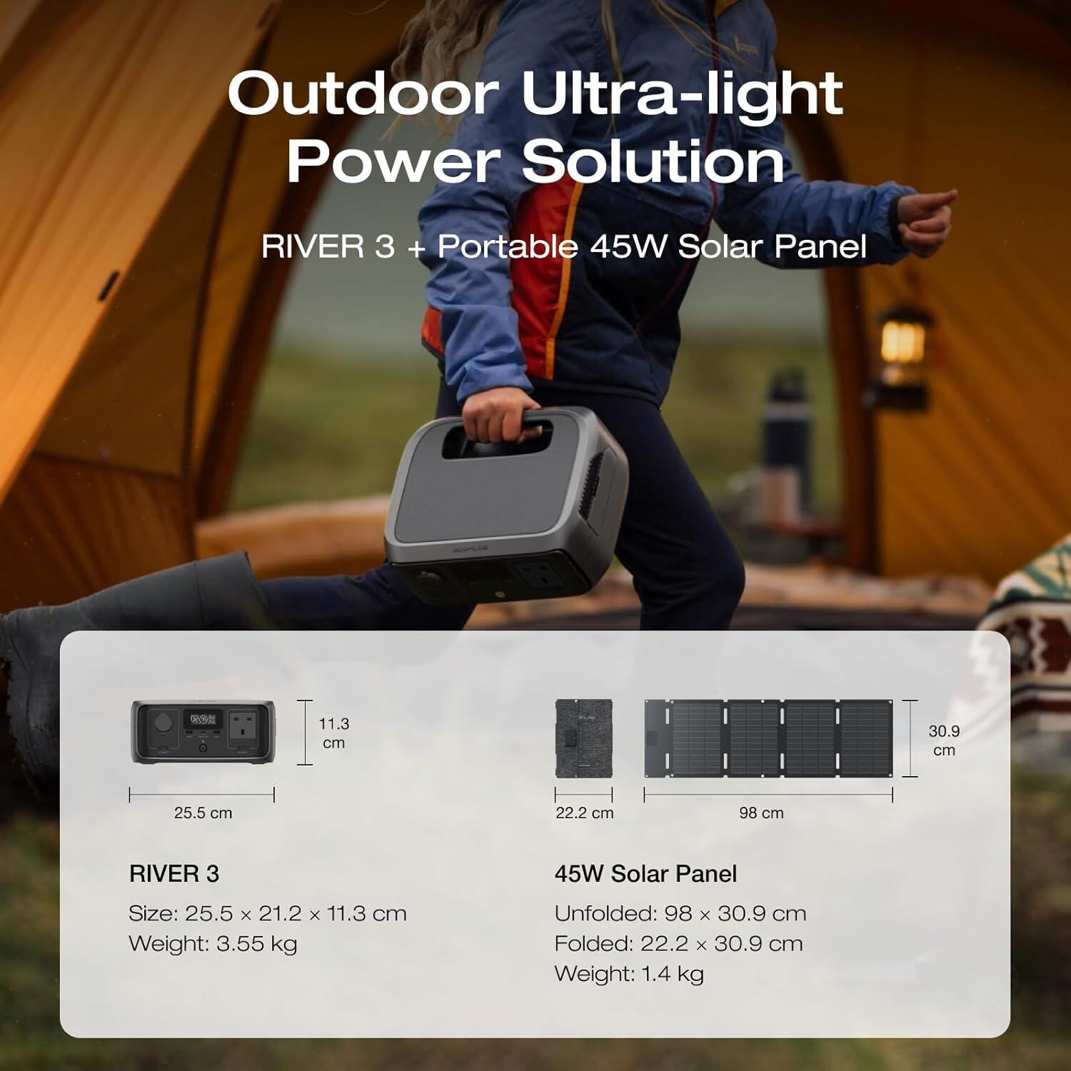 EcoFlow River 3 UPS + 45W USB-C Solar panel ECOFLOW | Decathlon