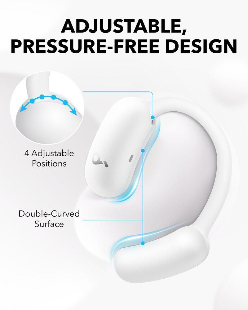 soundcore AeroFit 2 Adjustable Open-Ear Wireless Earbuds, White - Decathlon