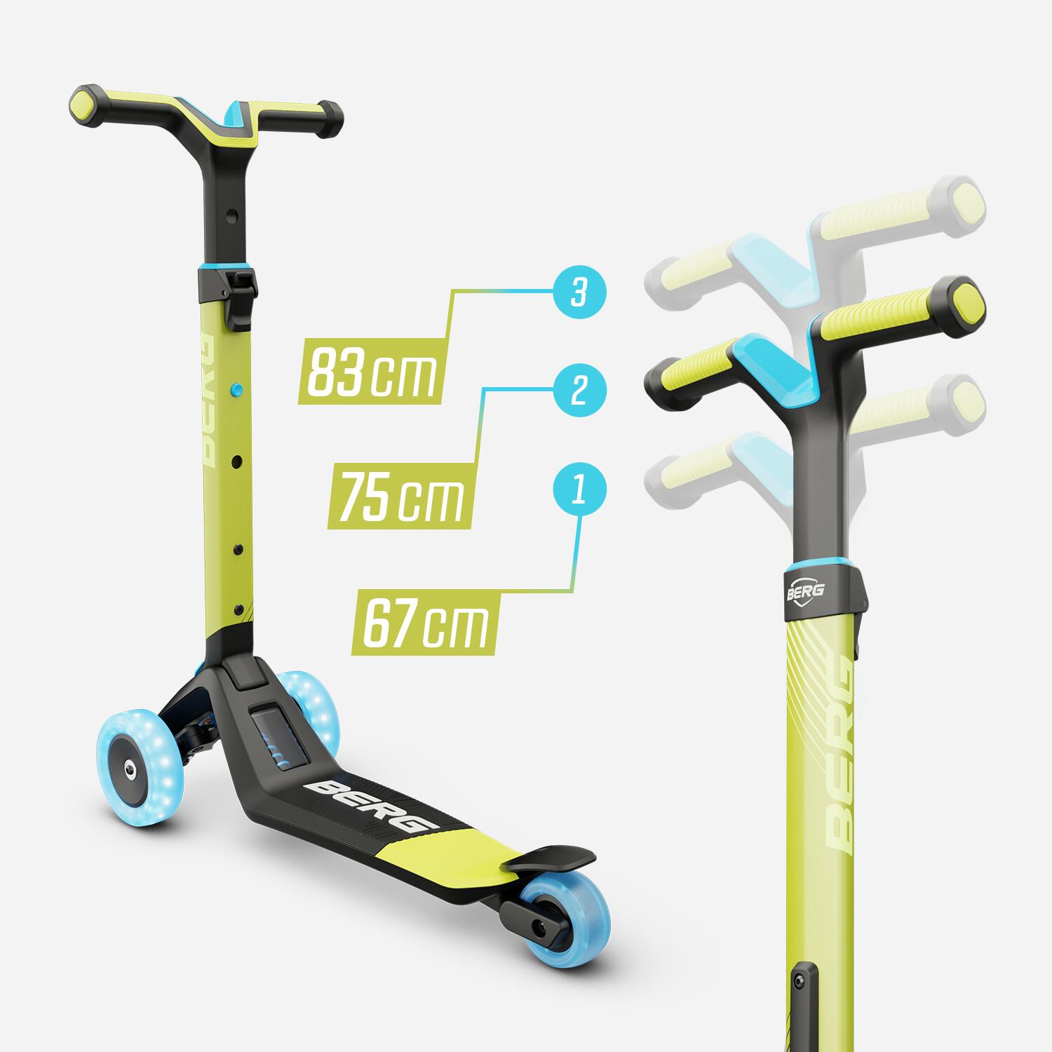Monopattino per Bambini, 2+ Anni, Pieghevole, LED-Deck, Nexo Lime ...