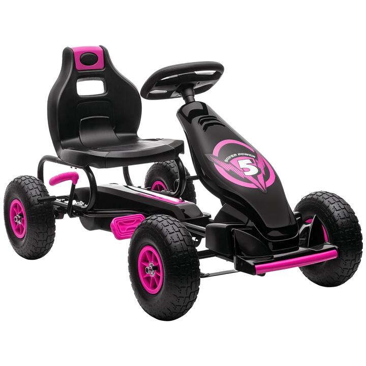 HOMCOM - Homcom Go Kart Pedale Copii – Reglabil cu Roti Gonflabile ...