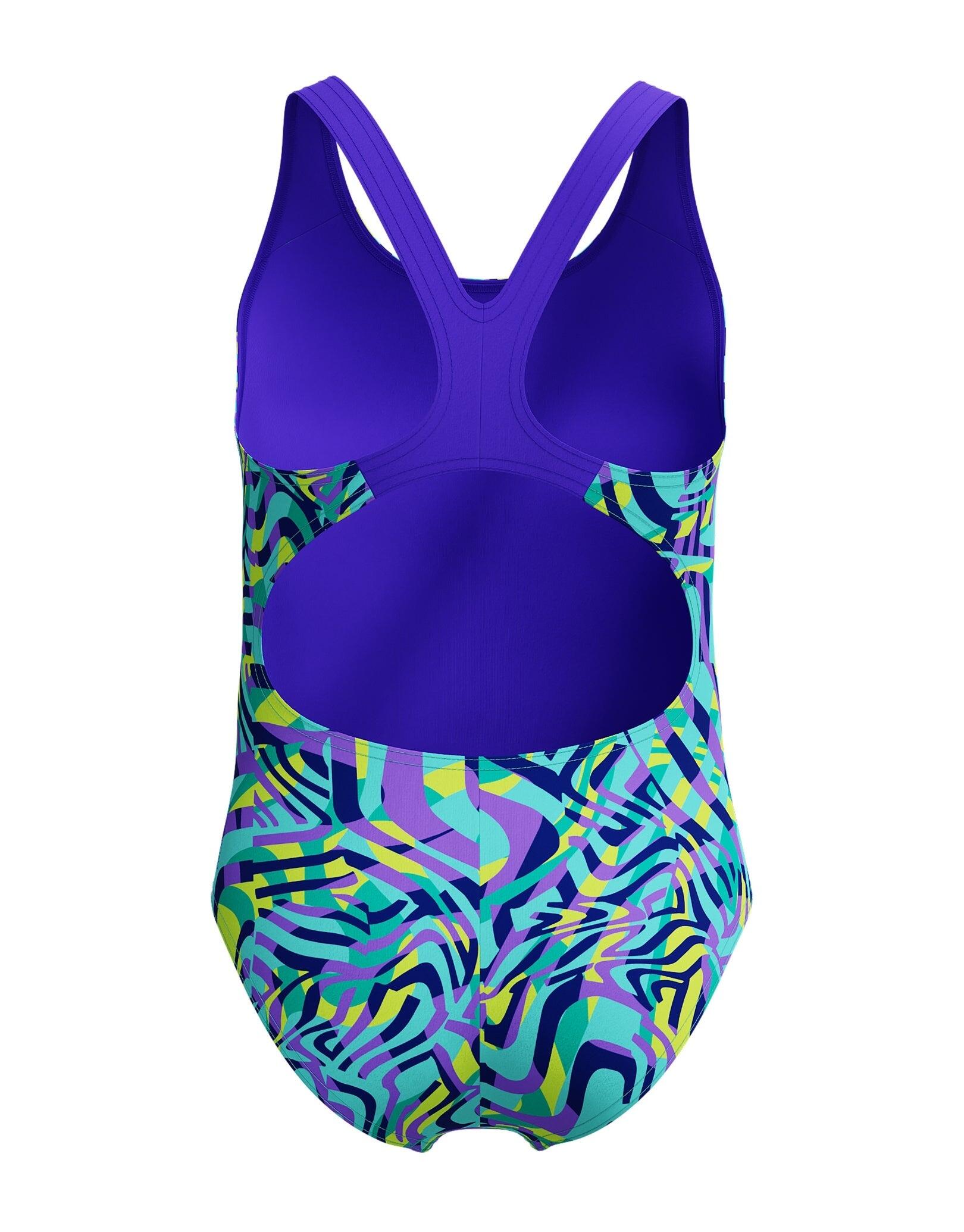 Speedo Girls Digital Allover Splashback Swimsuit - Green/Purple SPEEDO ...