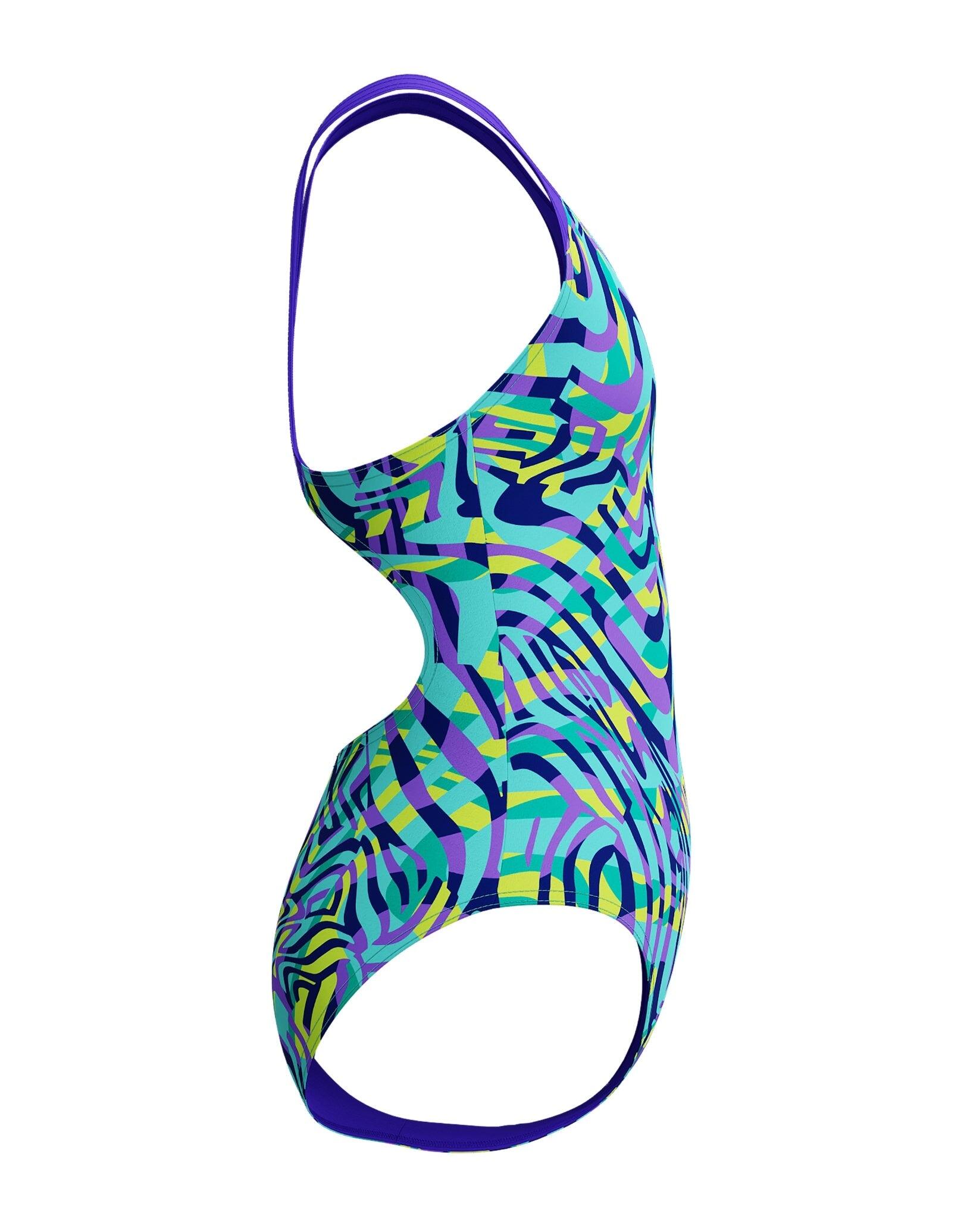 Speedo Girls Digital Allover Splashback Swimsuit - Green/Purple SPEEDO ...
