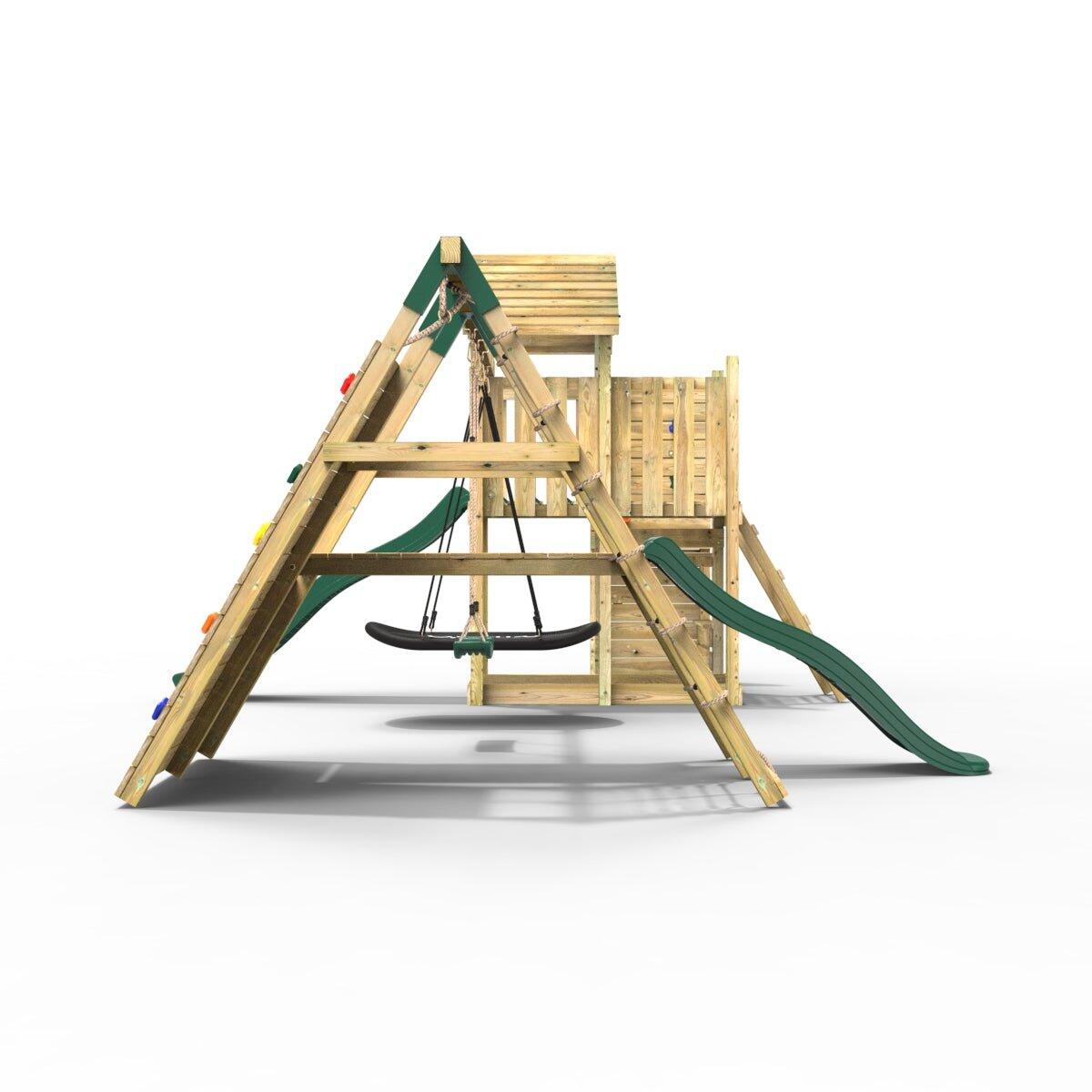 Rebo Extended Tower Wooden Climbing Frame with Swings & Slide - Montana ...