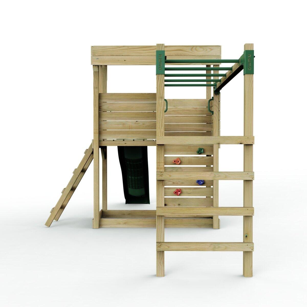 Rebo XL Lookout Tower Playhouse with Monkey Bars and Slide OUTDOORTOYS | Decathlon