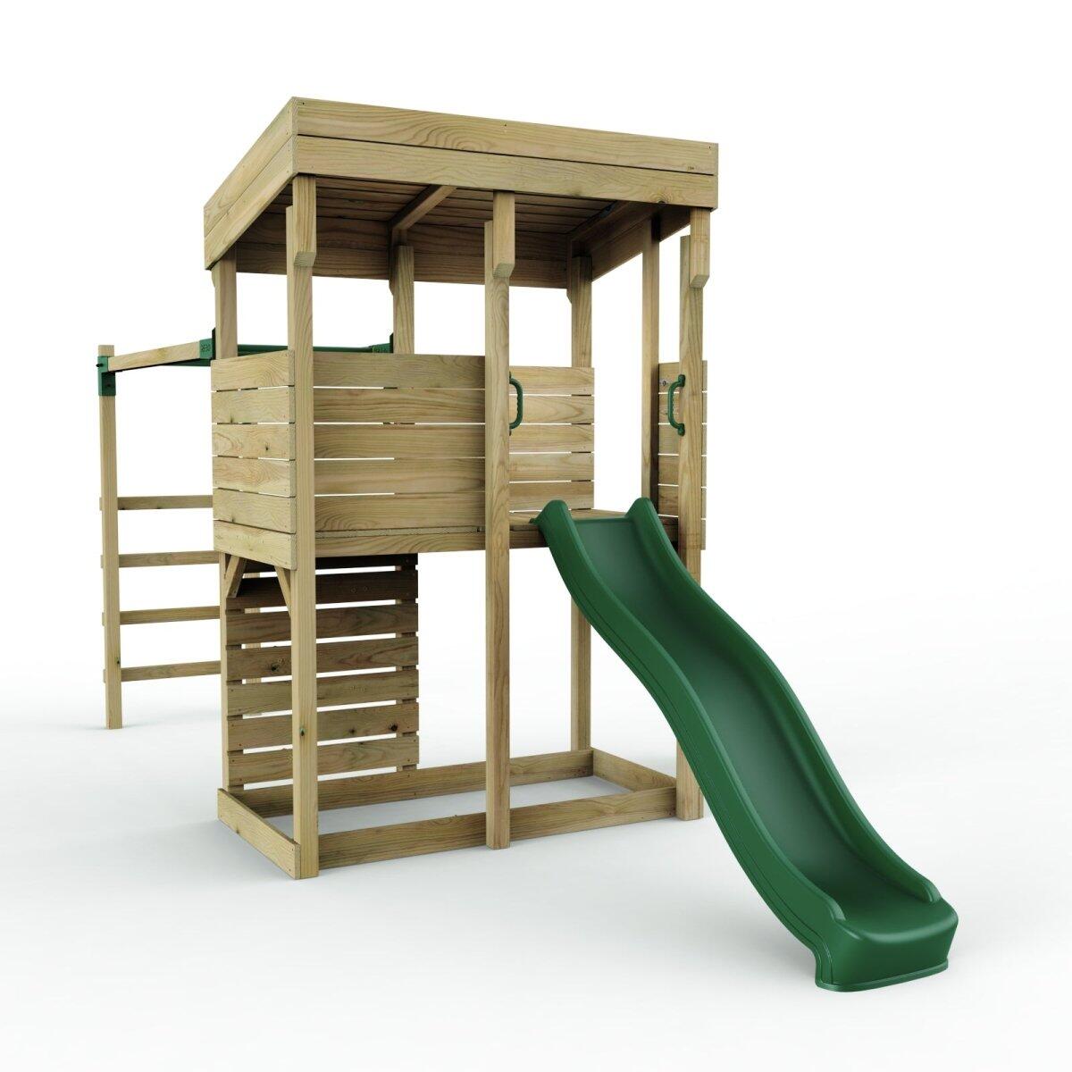 Rebo XL Lookout Tower Playhouse with Monkey Bars and Slide OUTDOOR TOYS | Decathlon