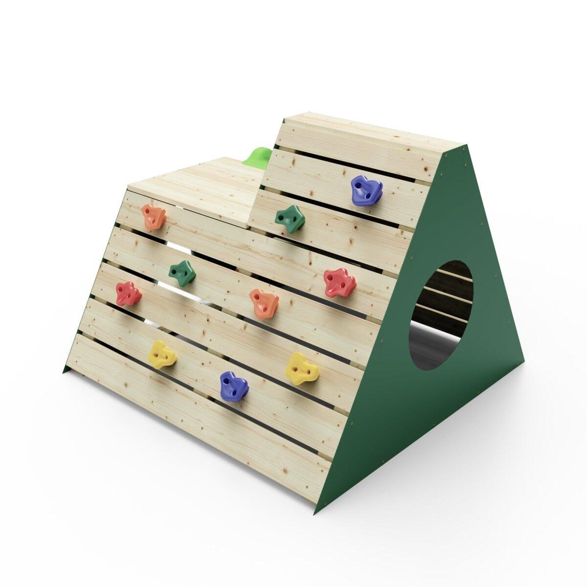 Wooden Climbing Pyramid with Climbing Wall, Secret Den and Slide ...