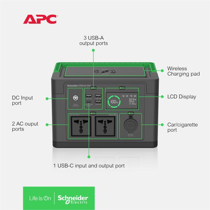 APC Schneider OffGrid Portable Power Station 300W, Lightweight Solar ...