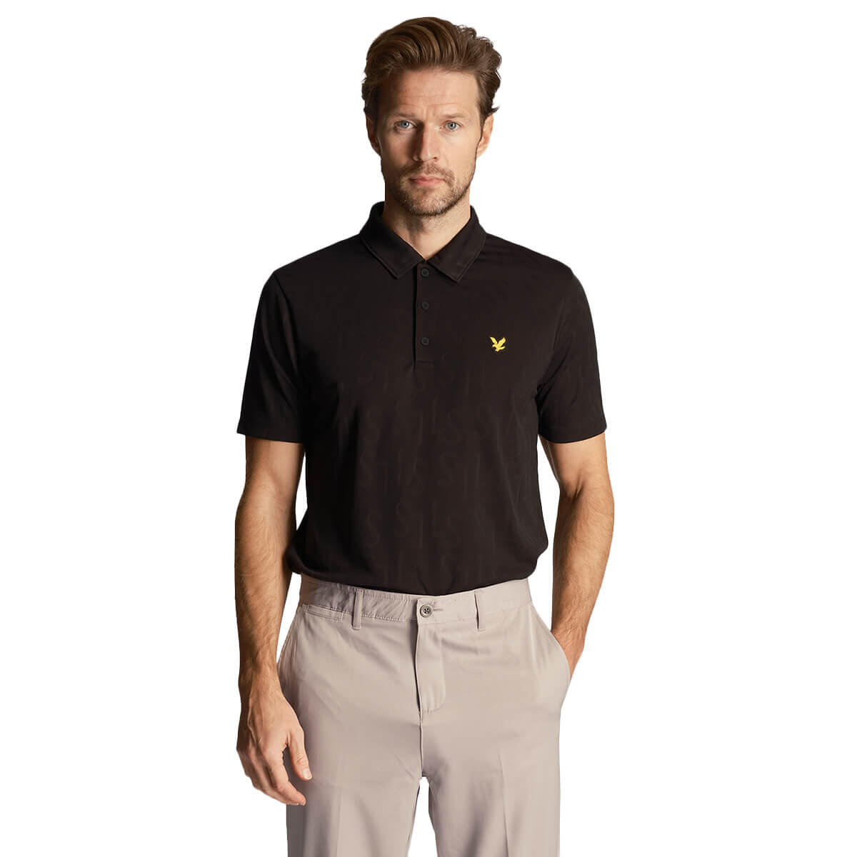 Lyle & Scott Mens Monogram Jacquard Polo Shirt - Jet Black - L LYLE AND ...