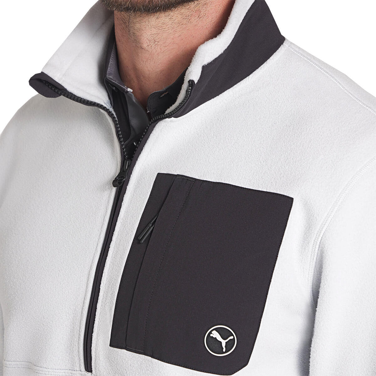 Puma Golf Mens Fleece 1/4 Zip Sweater - Ash Gray/Puma Black - L PUMA ...