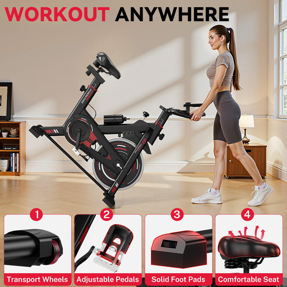 Stationary Exercise Bike with LCD Display & Adjustable Resistance(8kg ...