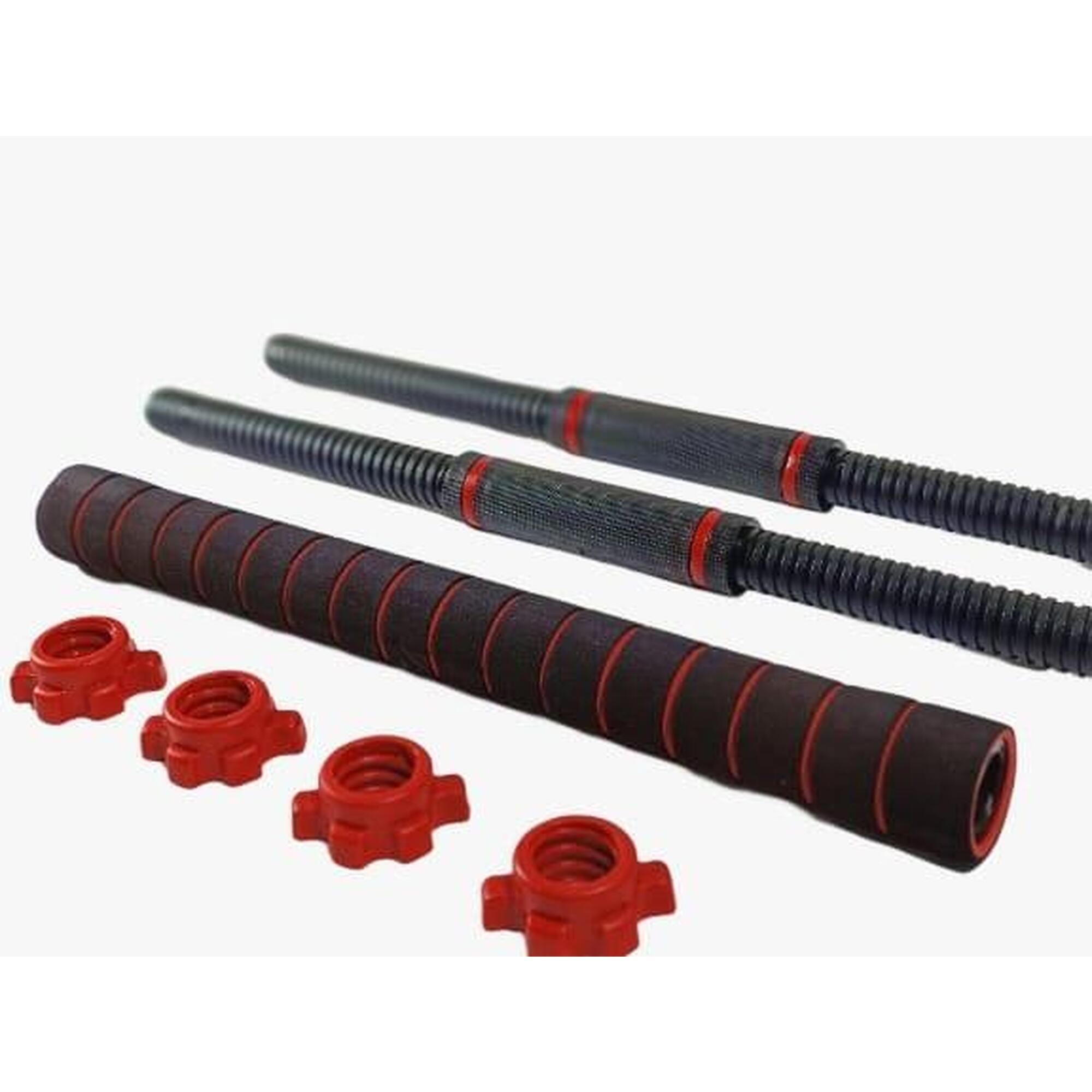 VULKAN SPORT - Set gantere si haltera 30 kg cu set manusi si mansete fitness, rosu | Decathlon