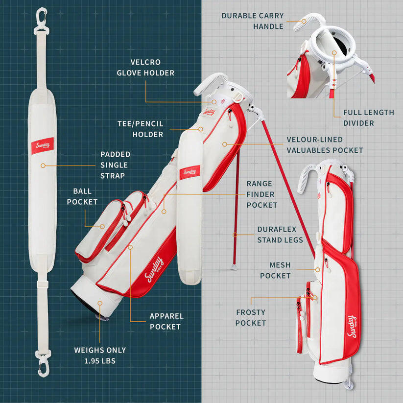 Sunday Golf THE LOMA Golf Bag - Red / White SUNDAY GOLF | Decathlon