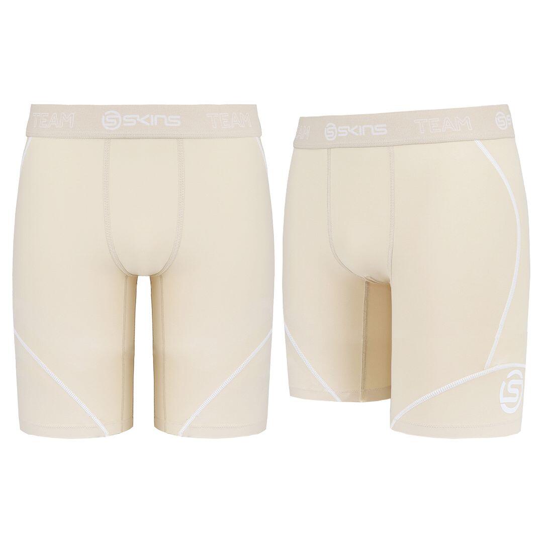 Skins DNAmic Mens Beige Neutral Compression Half Tights Shorts SKINS ...