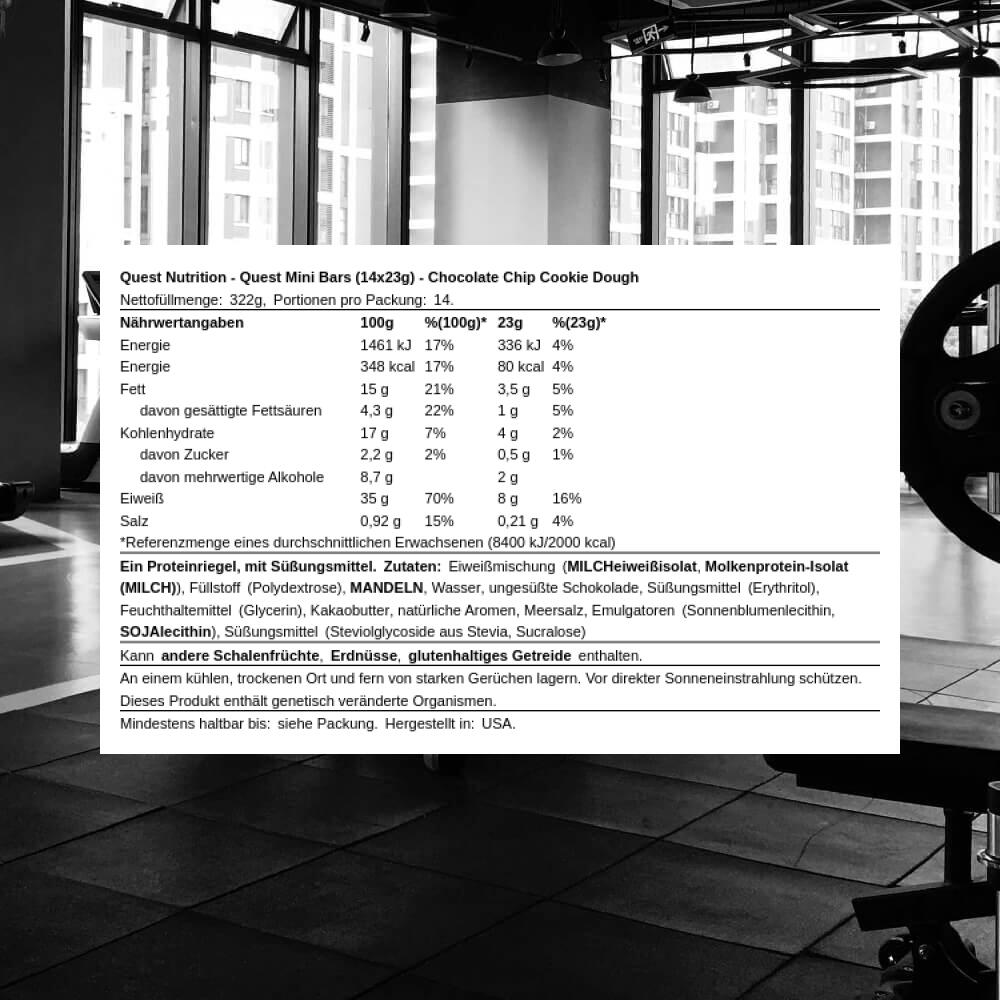 Quest Nutrition Quest Mini Bars (14x23g) Chocolate Chip Cookie Dough ...