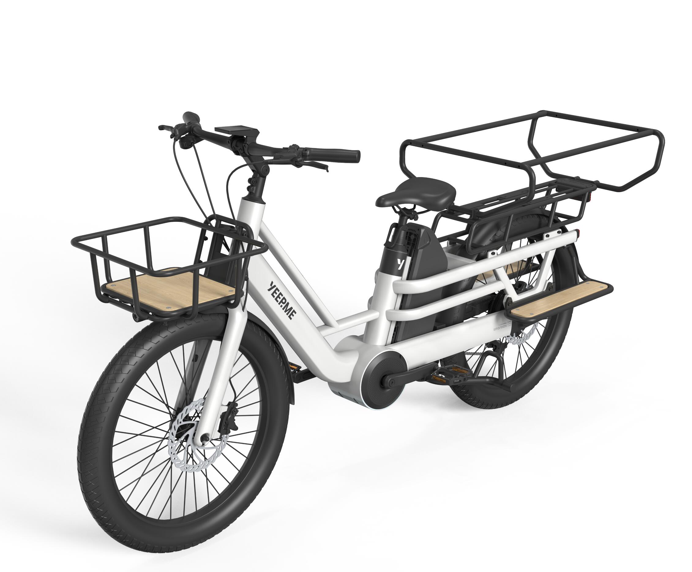 Vélo Cargo LongTail électrique YEEP.ME DAY CARGO 2 LR - Blanc 150Km ...