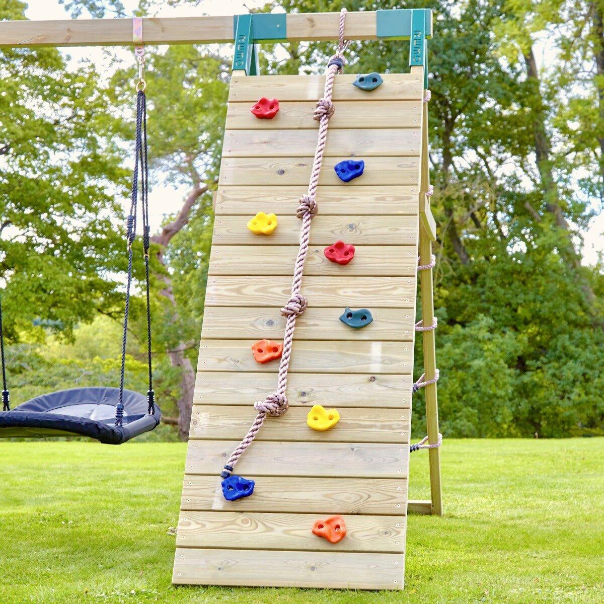 Rebo Climbing Wall with Swings, Slide & Monkey Bars - Carpathian Green ...