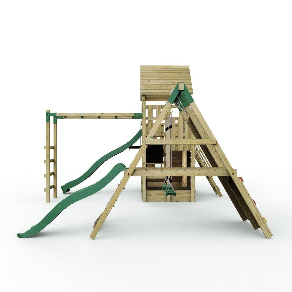 Rebo Modular Wooden Climbing Frame Playset - M27 Double Swing, Monkey ...