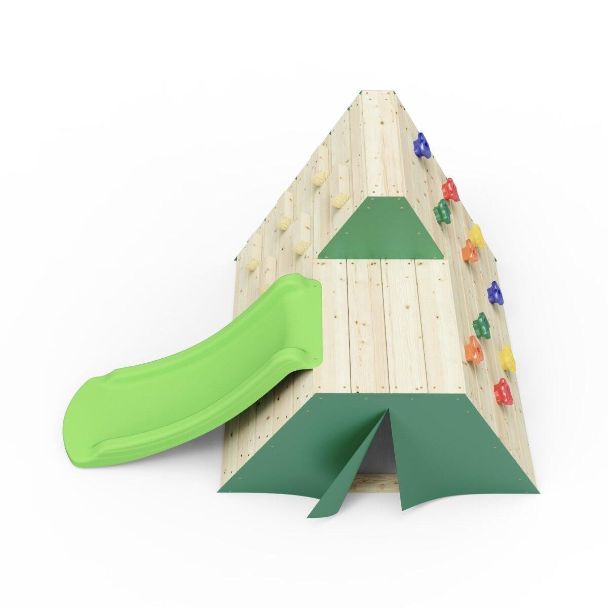 Wooden Climbing Pyramid with Climbing Wall, Secret Den and Slide ...
