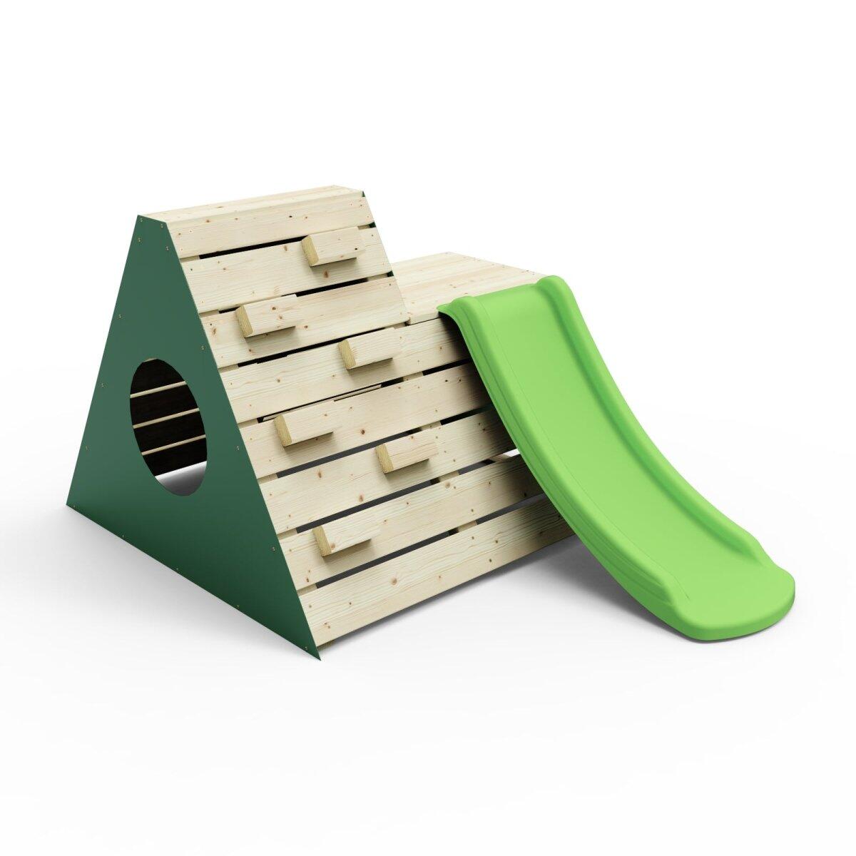 Wooden Climbing Pyramid with Climbing Wall, Secret Den and Slide ...