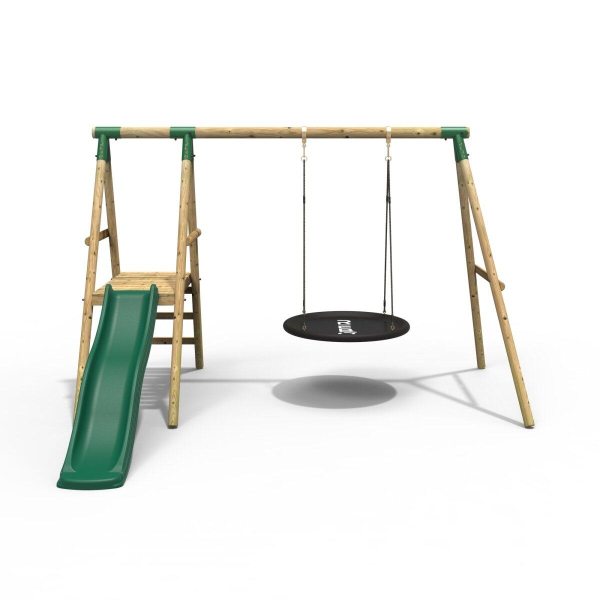 Rebo Rosetta Wooden Swing Set with Platform and Slide OUTDOORTOYS ...