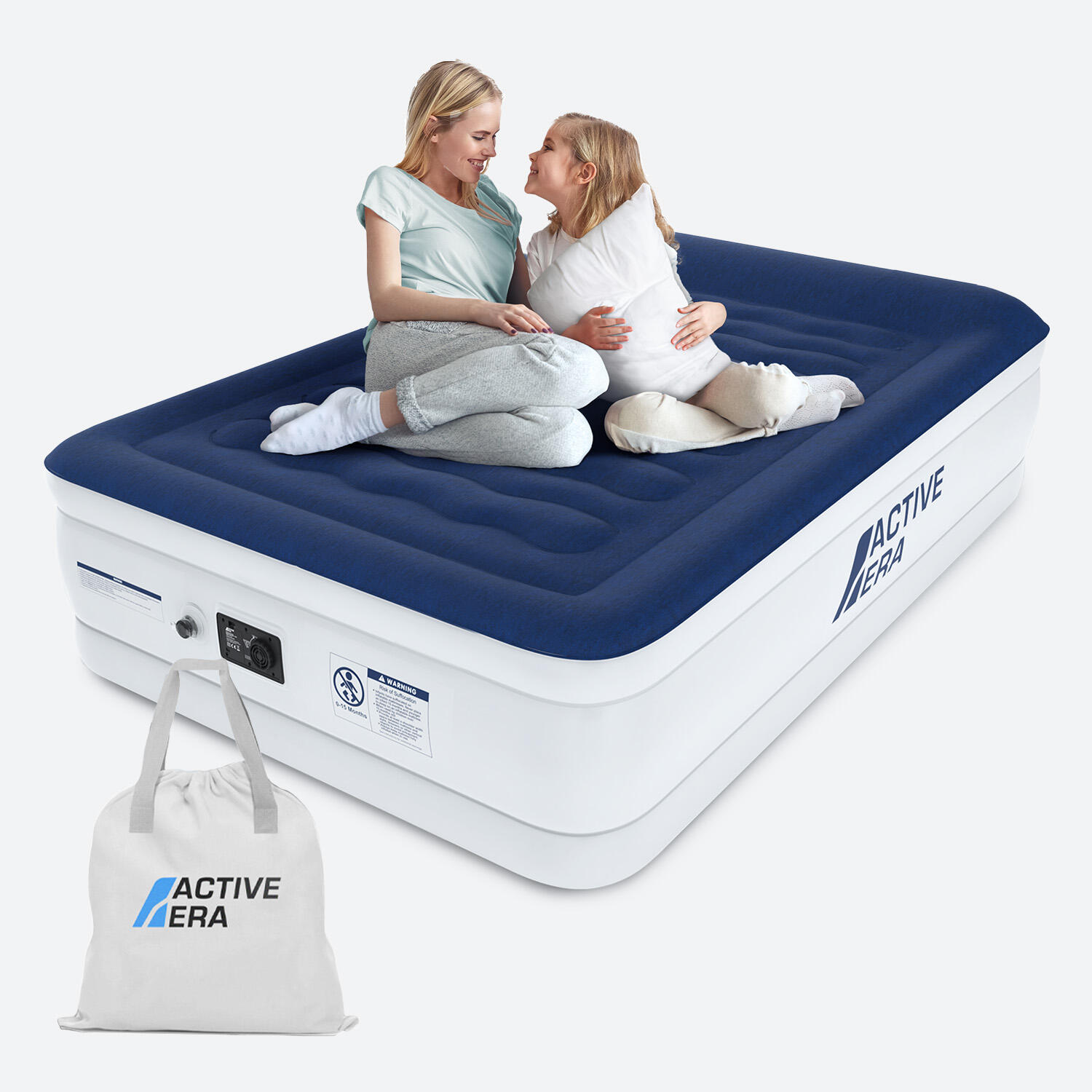 Double Comfort Plus Air Bed – Navy/White | Decathlon