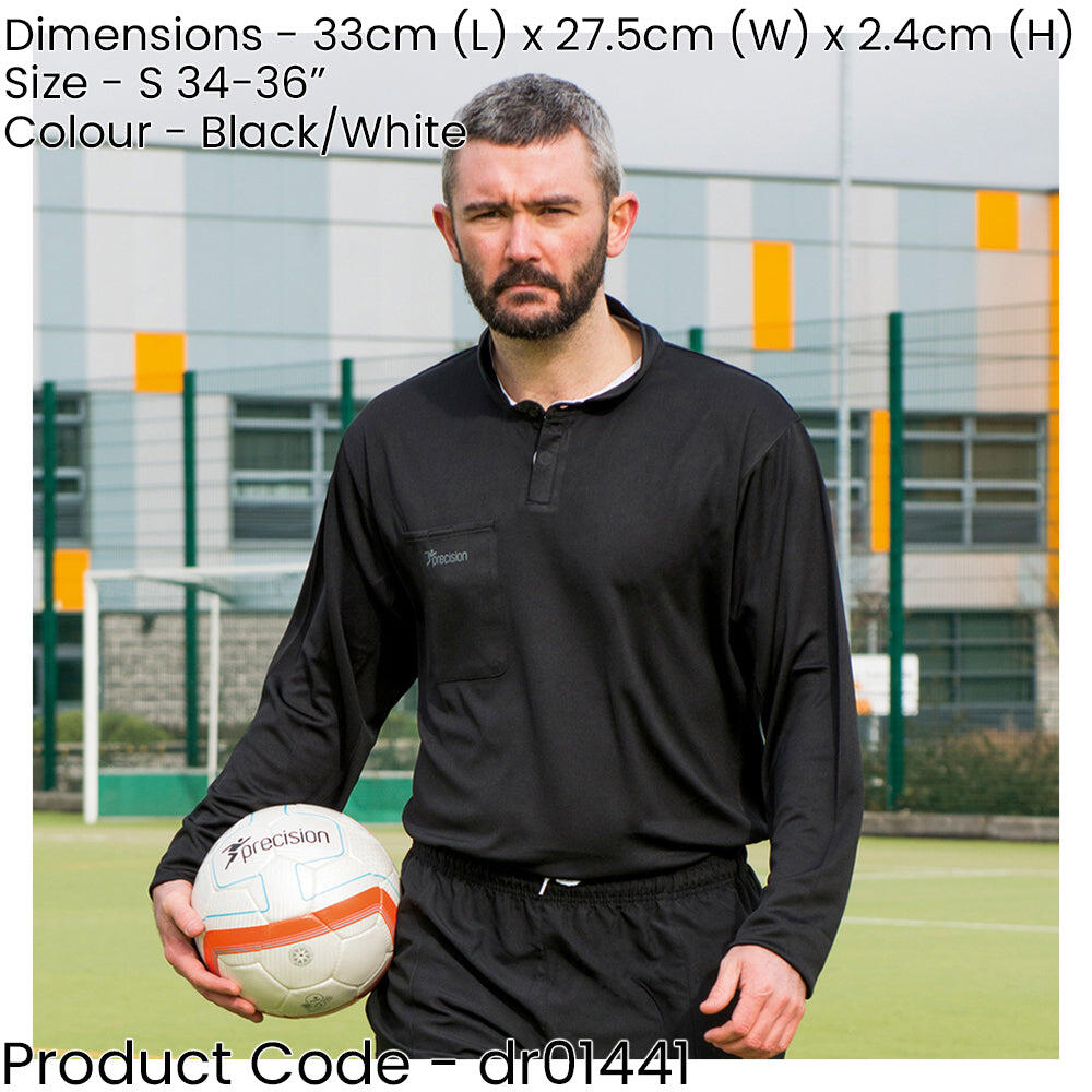 SMALL 34-36 Inch Plain Black Referee Long Sleeve Shirt - Touch Fastener ...