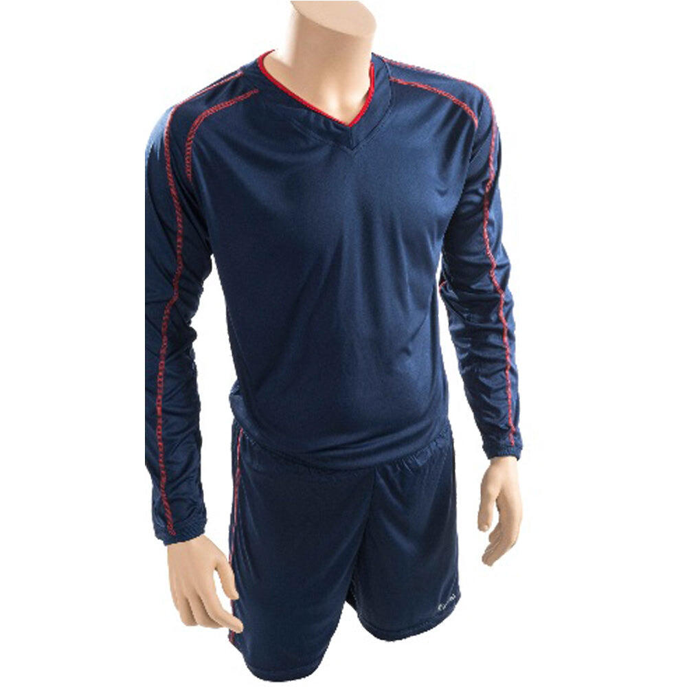 S ADULT Long Sleeve Marseille Shirt & Short Set - NAVY/RED 34-36 ...