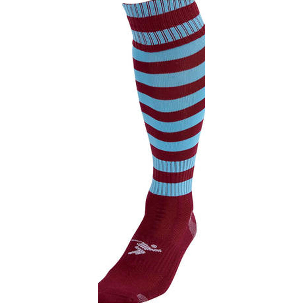 JUNIOR Size 12-2 Hooped Stripe Football Socks - MAROON/SKY BLUE ...