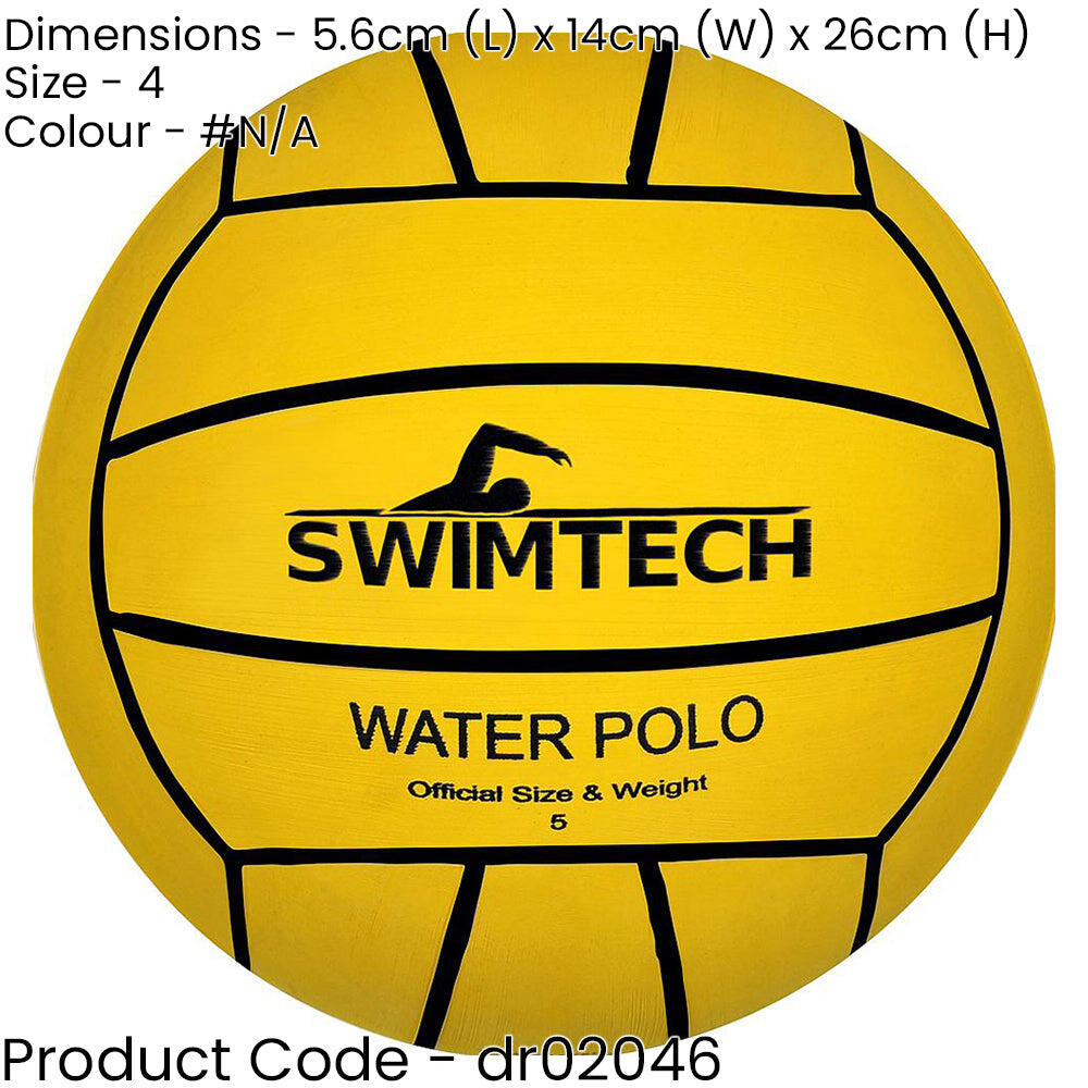 Size 4 Official Premium Rubber Water Polo Ball - Rough Wet Grip Yellow ...