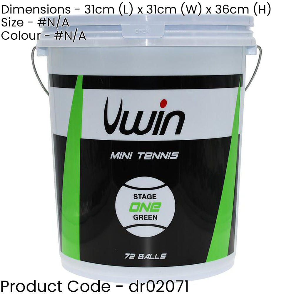 Bulk Pack Tennis Ball Bucket - 72x Stage 1 Green Training Balls ...