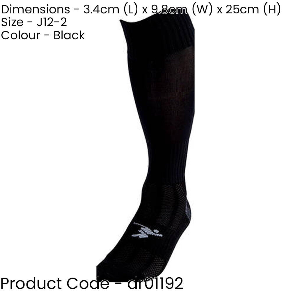 JUNIOR SIZE 12-2 Pro Football Socks - PLAIN BLACK - Ventilated Toe ...