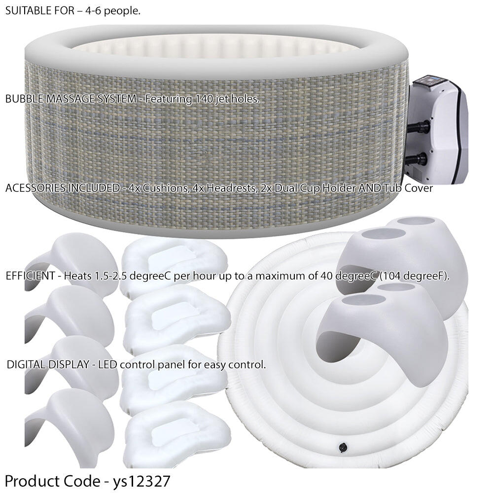 4-6 Person Inflatable Garden Hot Tub, Smart Pump & Accessories Set ...