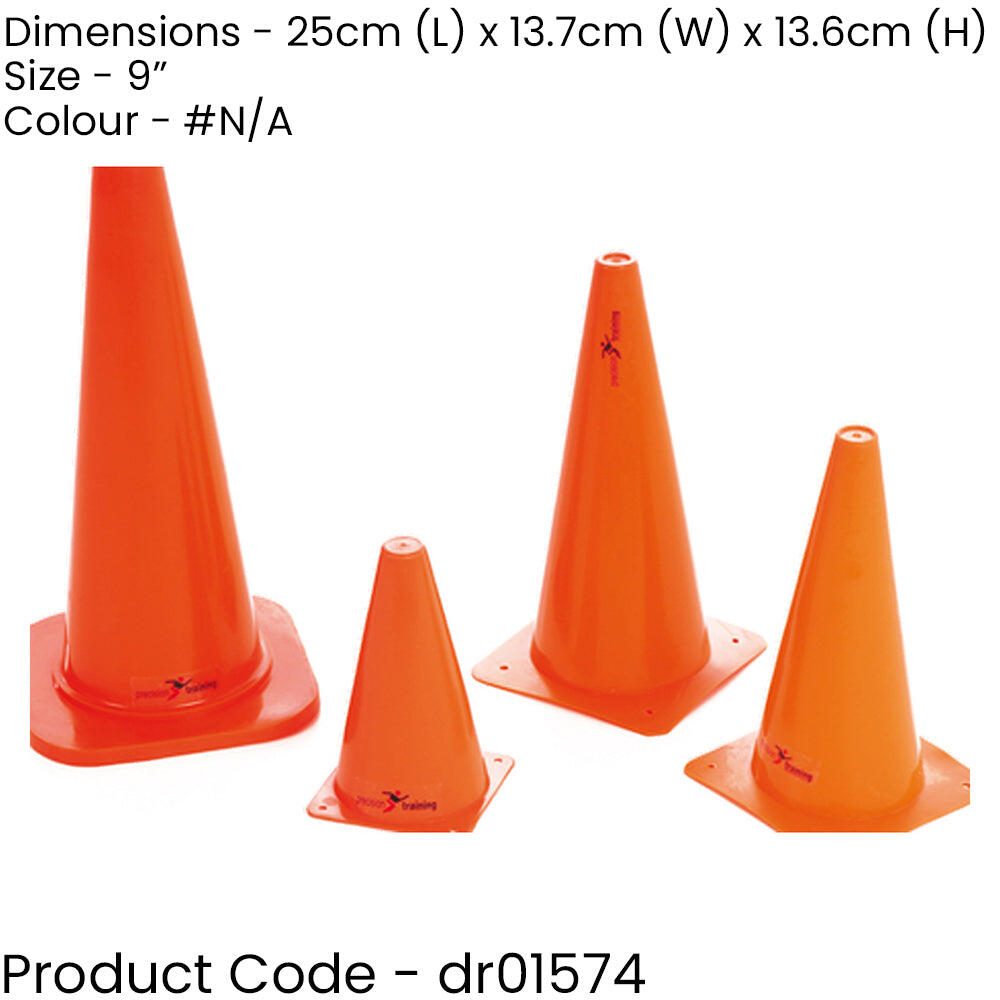 4 PACK 9" Orange Vinyl Sports Traning Cones - Football Pitch Safety ...