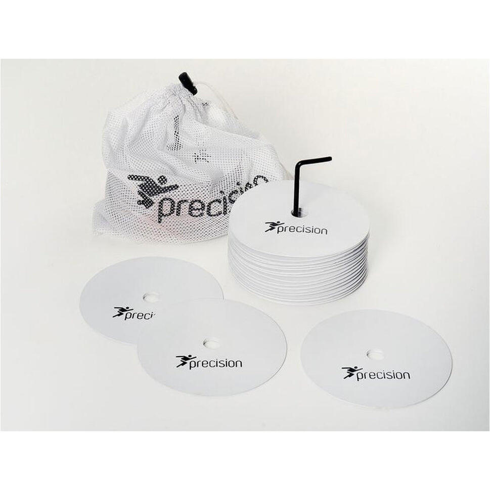 20 PACK 15cm WHITE Flat Rubber Pitch Marker Discs - Ultra Slim Outdoor Sports | Decathlon