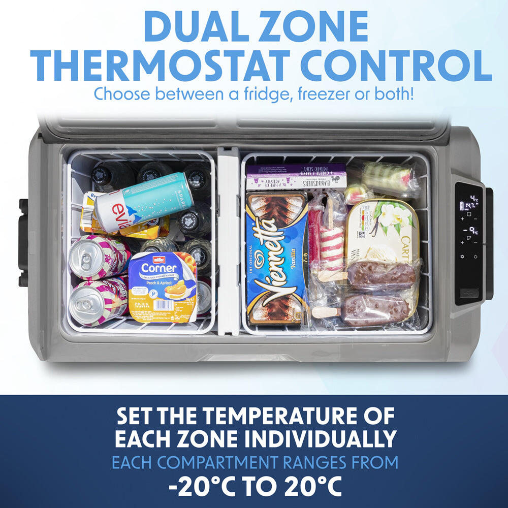 12V & 24V Vehicle Fridge Freezer / Camping Cool Box - 50L Dual Zone ...