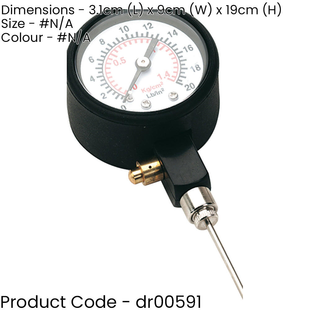 Football / Sports Ball Air Pressure Gauge Reader Removable Needle Lb/In ...