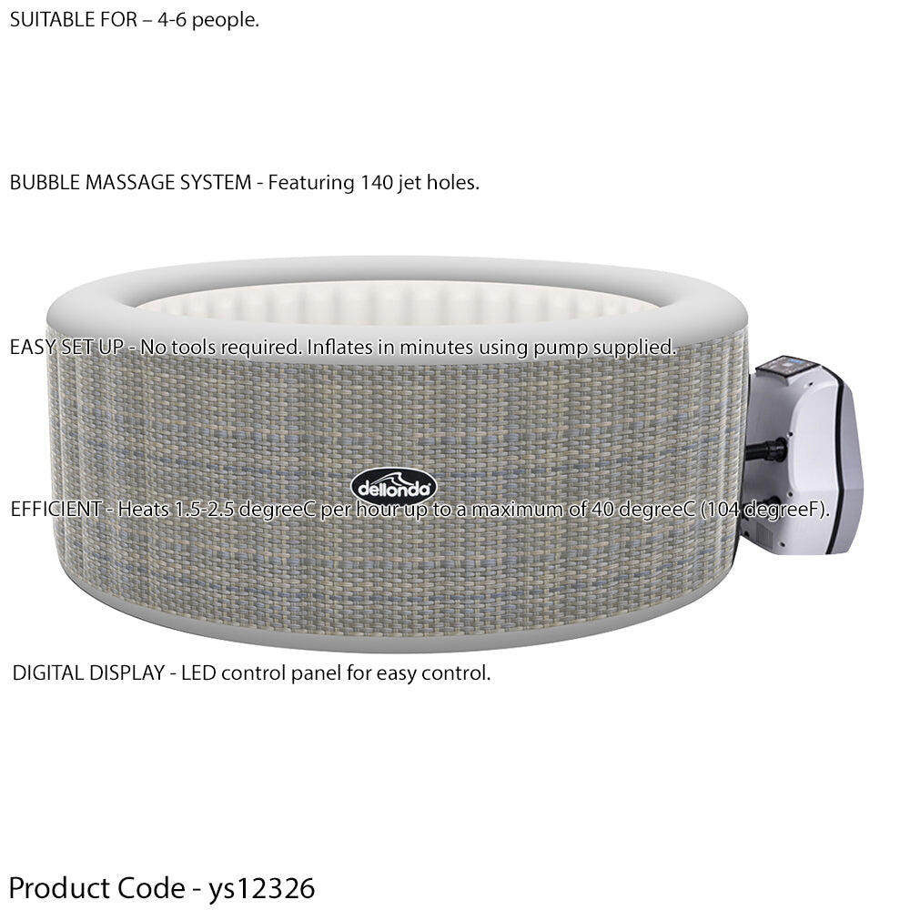 4-6 Person Inflatable Hot Tub & Smart Pump - Rattan Effect Outdoor ...