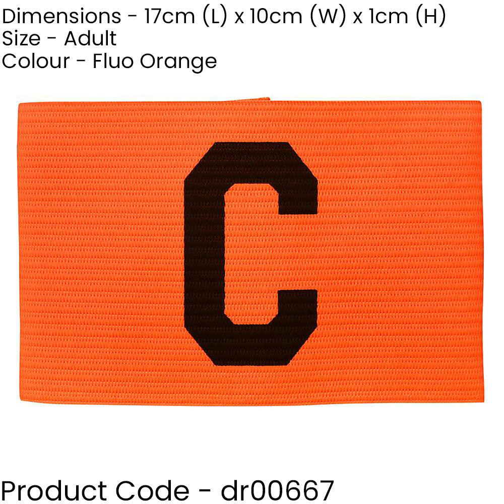 Adult Captains Armband - FLUO ORANGE - Football Rugby Sports Arm Bands ...