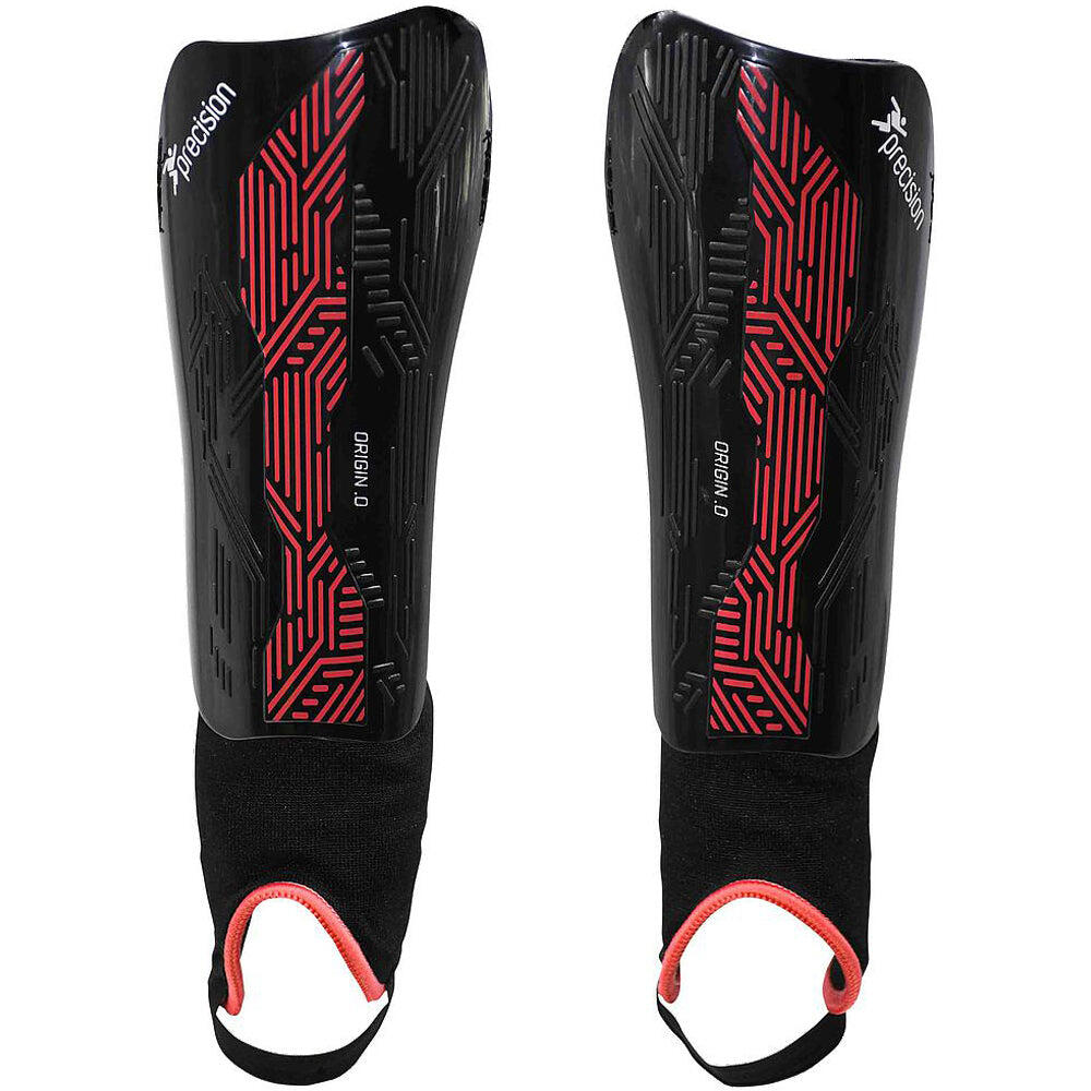 XS - Football Shin Pads & Ankle Guards BLACK/RED High Impact Slip On ...