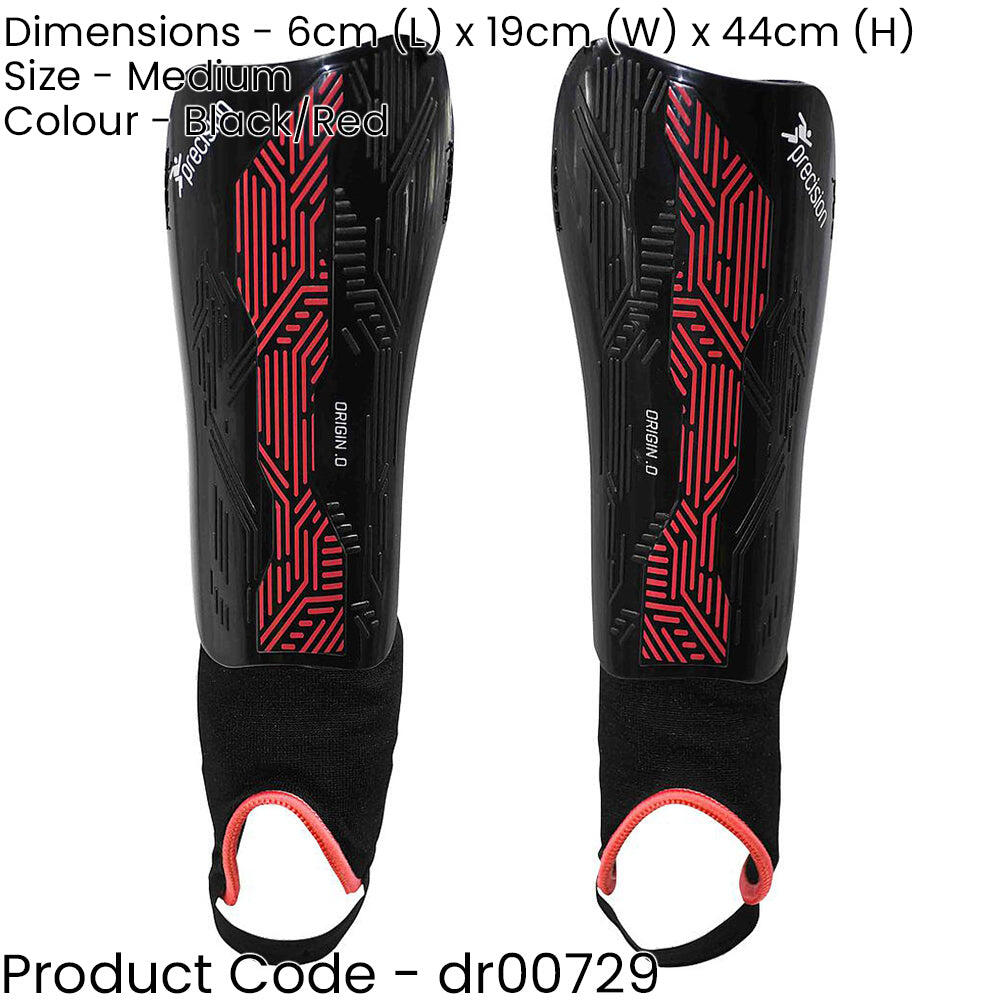 M - Football Shin Pads & Ankle Guards BLACK/RED High Impact Slip On Leg ...
