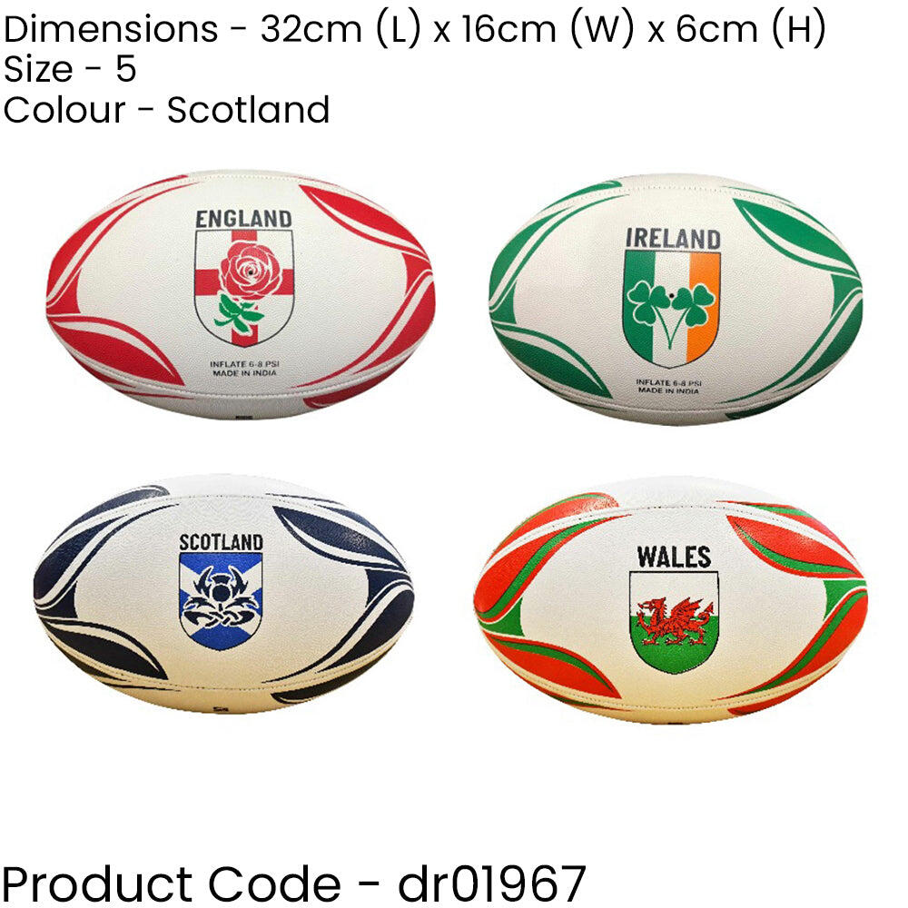 Size 5 SCOTLAND Rugby Ball - 4 Panel All Weather Rubber Rimple Stitched ...