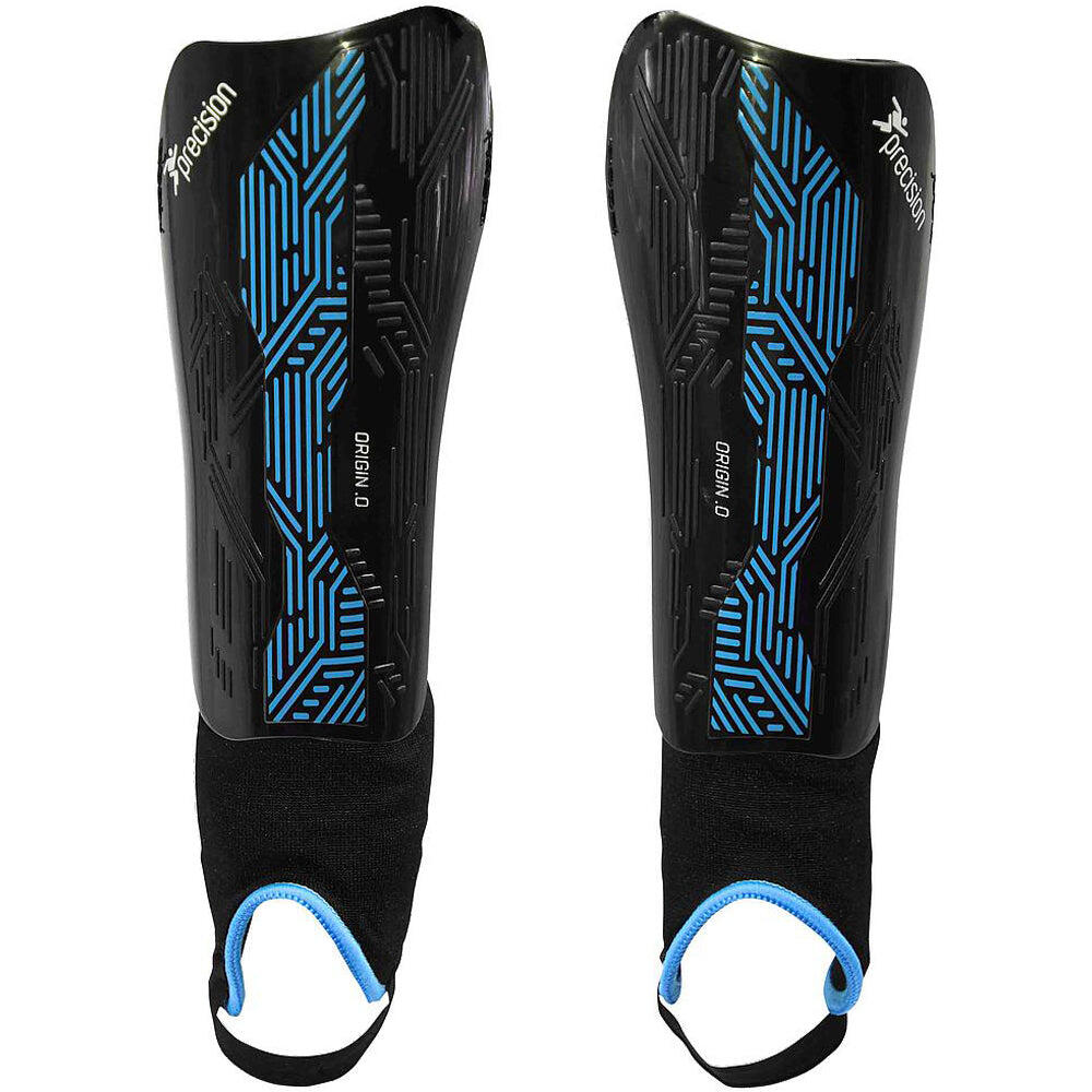 M - Football Shin Pads & Ankle Guards BLACK/CYAN High Impact Slip On ...