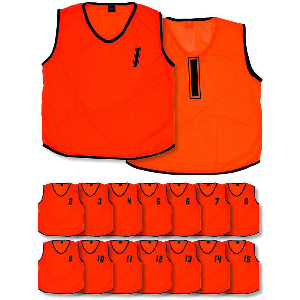 15 PACK 10-14 Years Youth Sports Training Bibs - Numbered 1-15 ORANGE ...