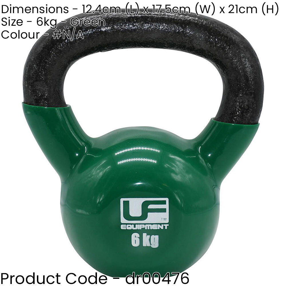 6KG Cast Iron Kettlebell - Podwer Coated & Dipped - Kettle Bell Metal ...
