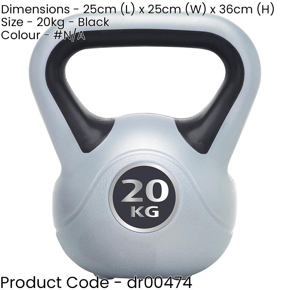 20KG Vinyl Gripped Kettlebell - Podwer Coated Cast Iron - Kettle Bell ...