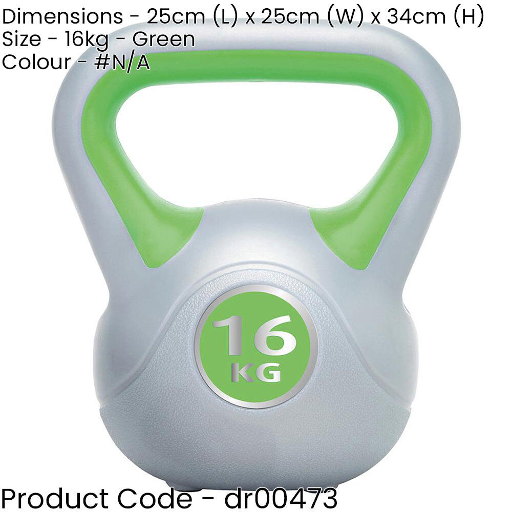 16KG Vinyl Gripped Kettlebell - Podwer Coated Cast Iron - Kettle Bell ...