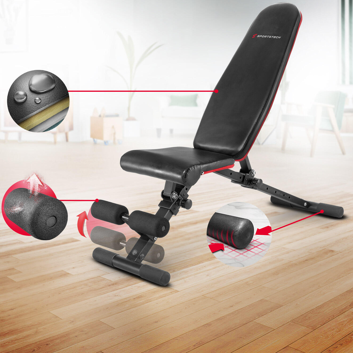 Sportstech Halterbank BRT400 | Opklapbaar | 40+ trainingscombinaties ...