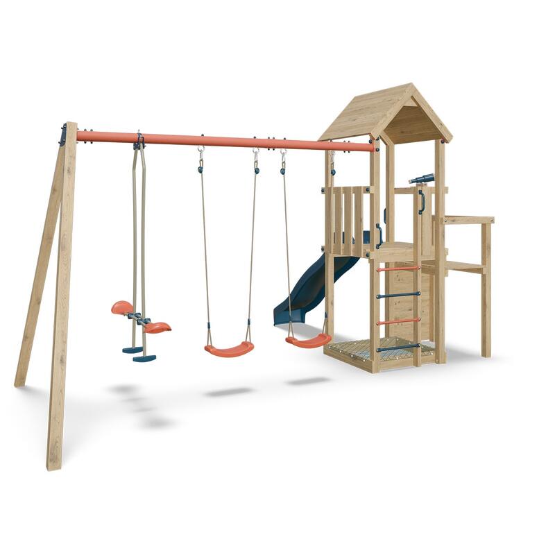 Aire de jeux Xchange Clever bois avec poutre métal 3 agrès TRIGANO ...